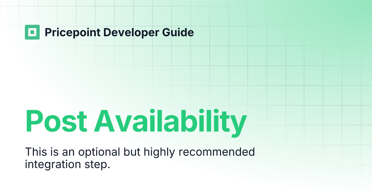Post Availability | Pricepoint Developer Guide